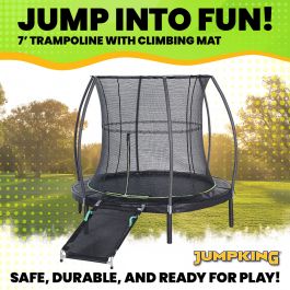 Round 7ft Trampoline with Mat Ramp and Net Enclosure