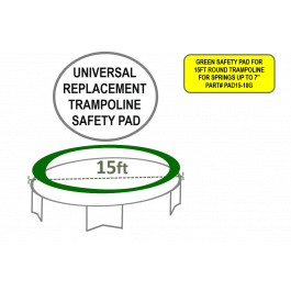 GREEN Safety PE PAD FOR 15ft ROUND TRAMPOLINE FOR SPRINGS UP to 7 ...